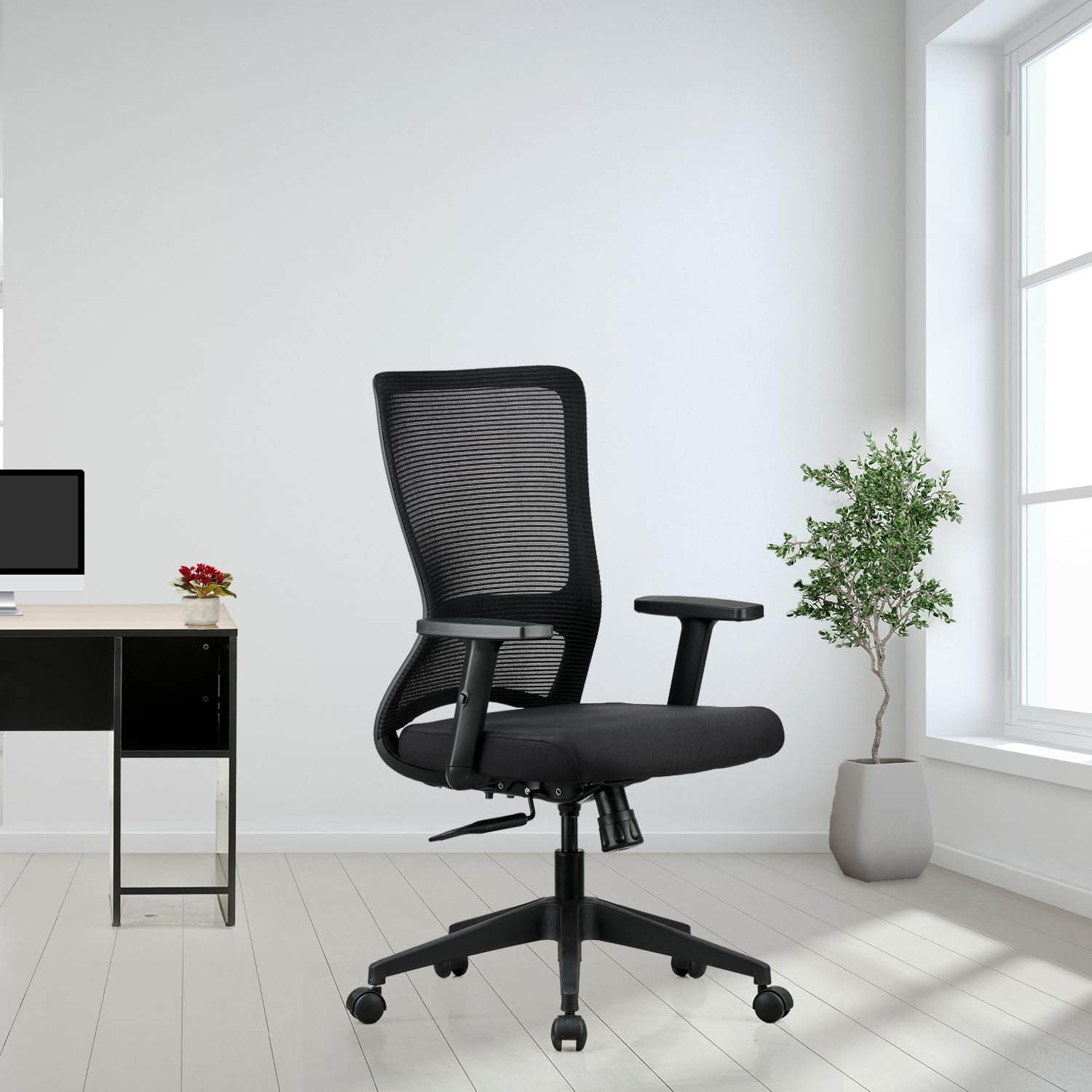 Featherlite Comet Office Medium Back Mesh Chair, Black : Amazon.in: Home & Kitchen
