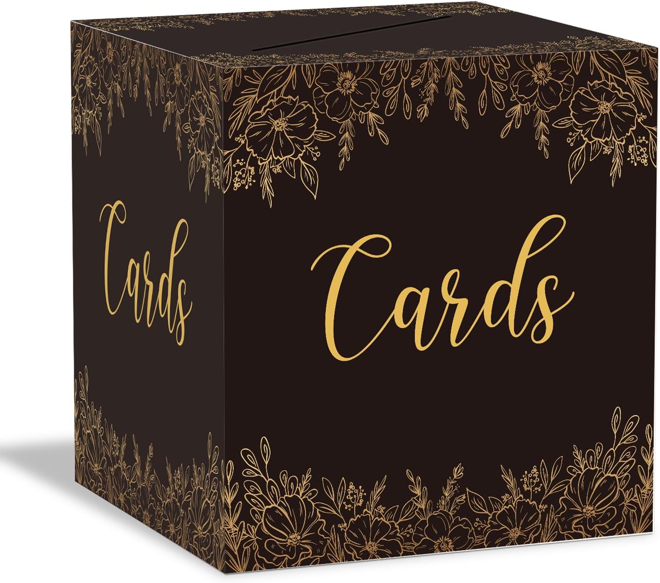 Amazon.com: ESAMP Black Gold Floral Theme Receiving Card Box - 8” Card ...