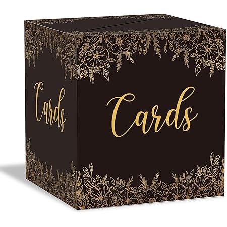 Amazon.com: QIKSION Black Gift Card Box with Gold Foil Design, Cards ...