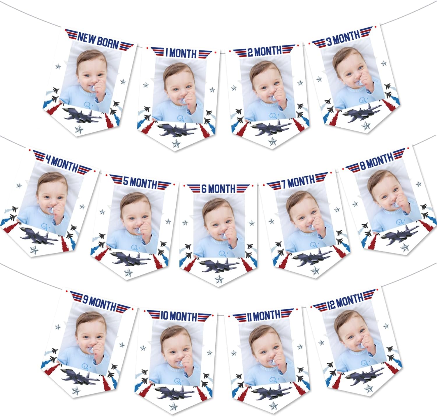 Amazon.com: Fighter Jet 1st Birthday Photo Banner Party Decorations ...