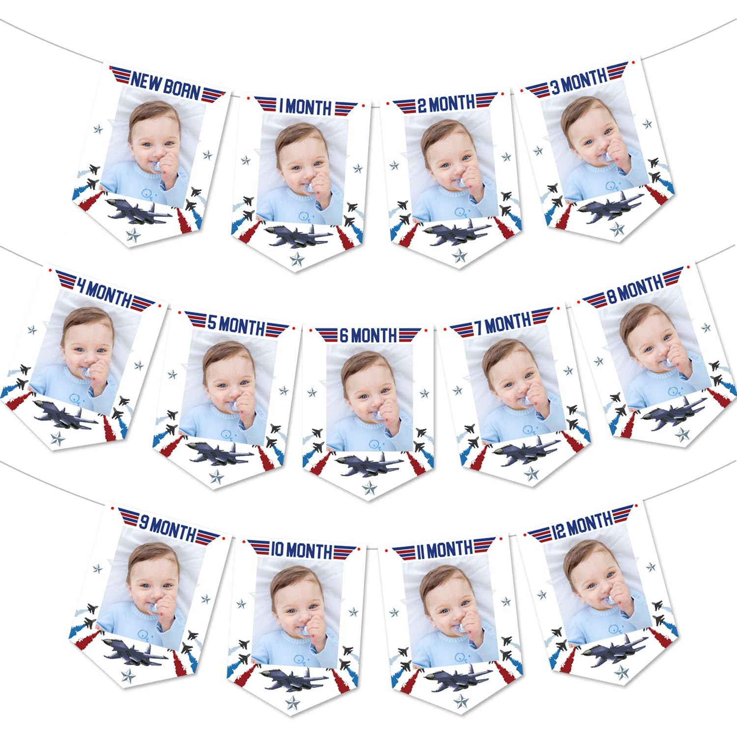 Amazon.com: Fighter Jet 1st Birthday Photo Banner Party Decorations ...