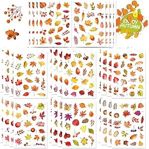 Amazon.com: 32 Sheets Fall Maple Leaves Stickers - Self Adhesive Autumn ...