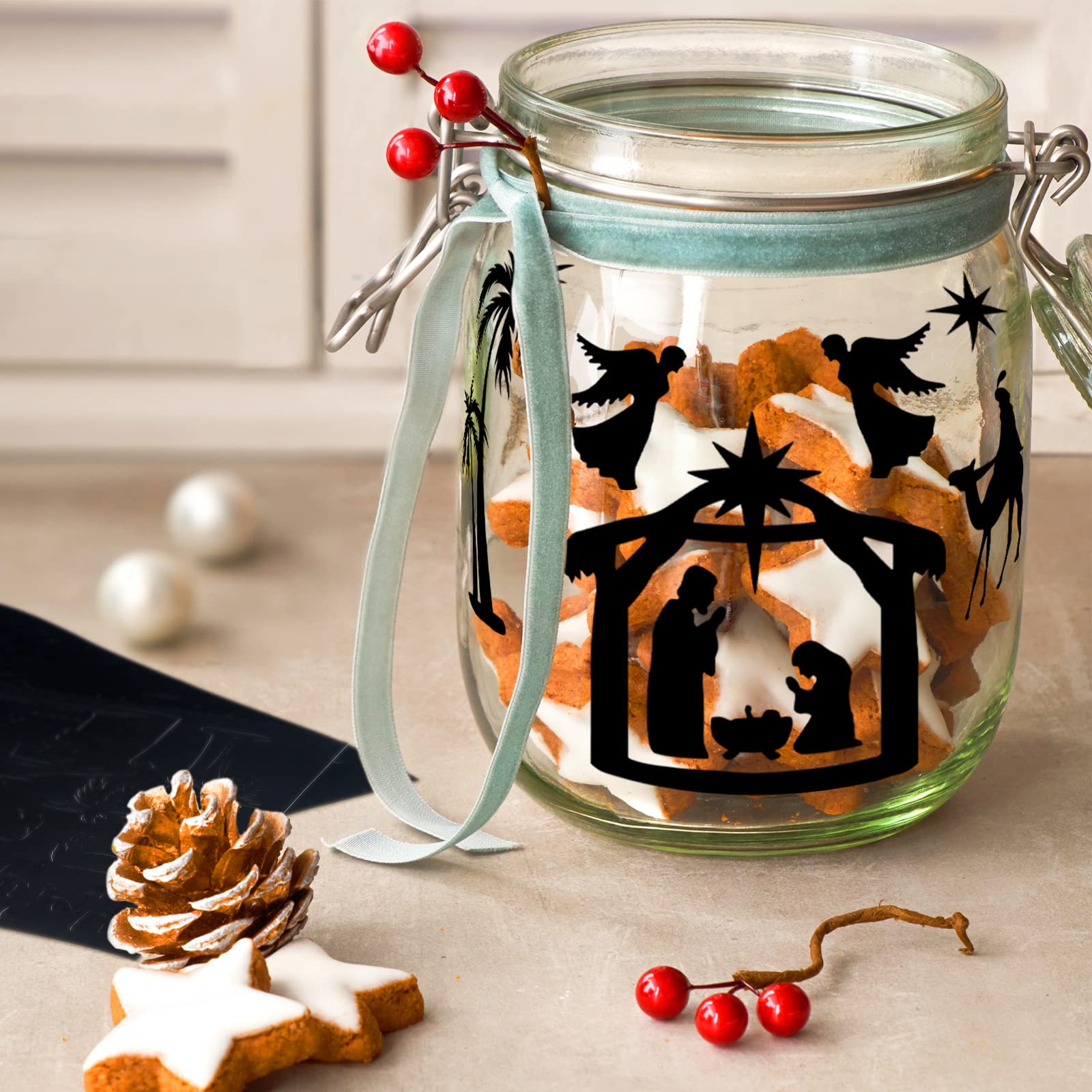 Snapklik.com : Nativity Mason Jar Decals Religious Jesus Stickers ...