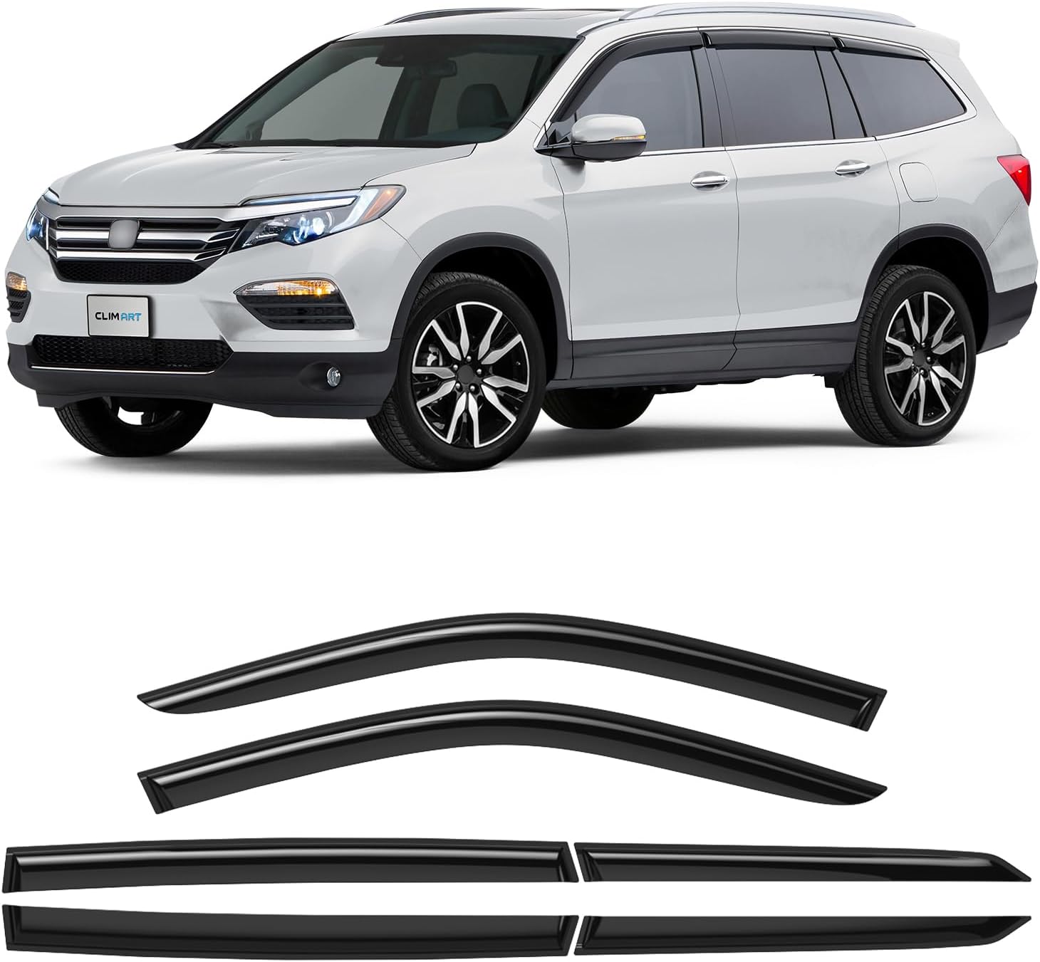 Amazon.com: CLIM ART Incredibly Durable Rain Guards for Honda Pilot ...