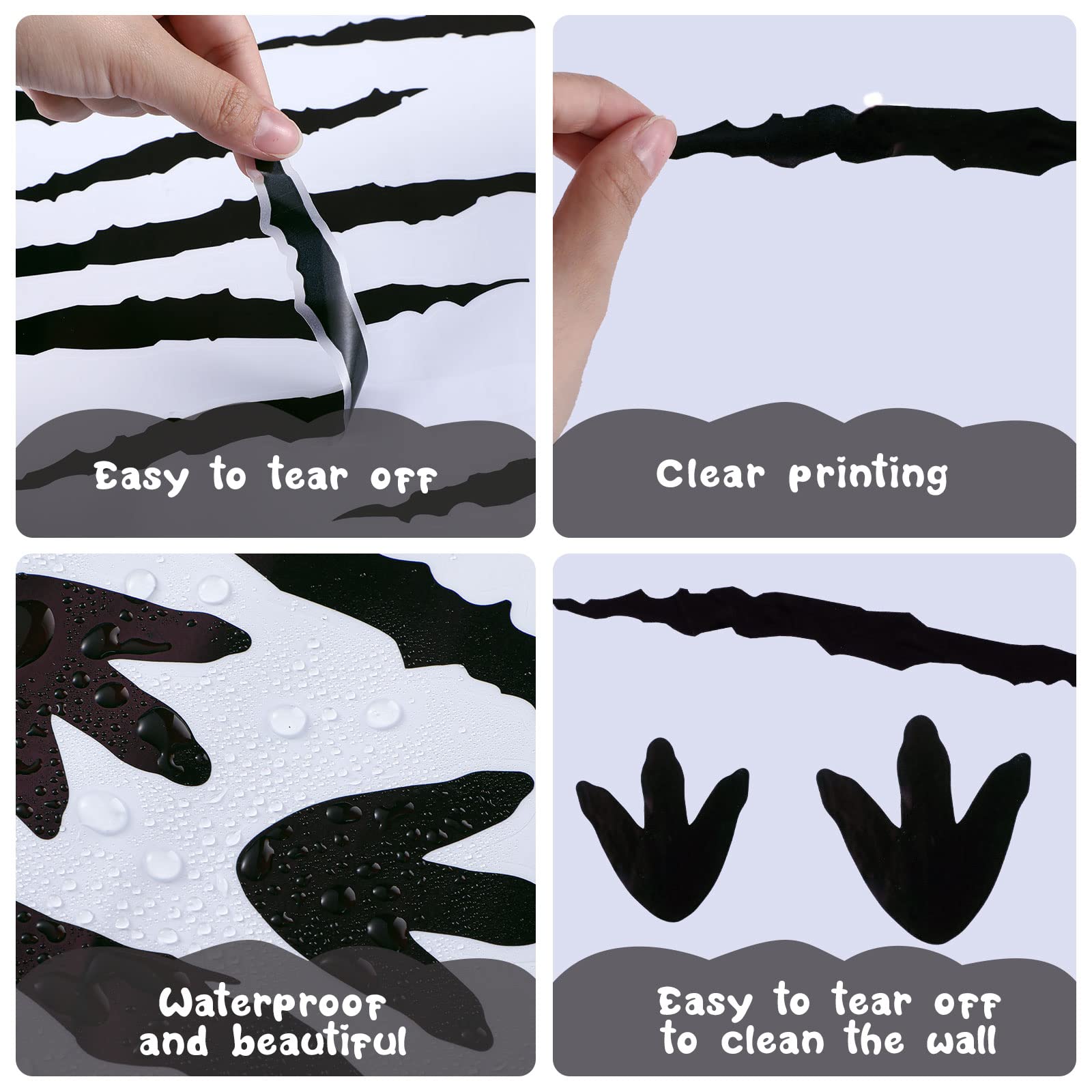 Snapklik.com : 78 Pcs Dinosaur Footprints Floor Decals Black Ripped ...