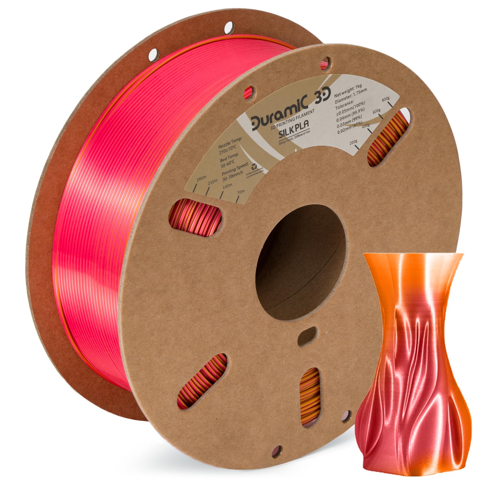 Amazon.com: DURAMIC 3D Shiny Silk PLA Filament 1.75mm Gold Red, Shiny ...