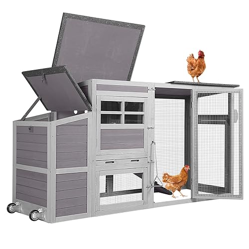 GUTINNEEN Large Chicken Coop with Wheels, Portable Hen House with ...