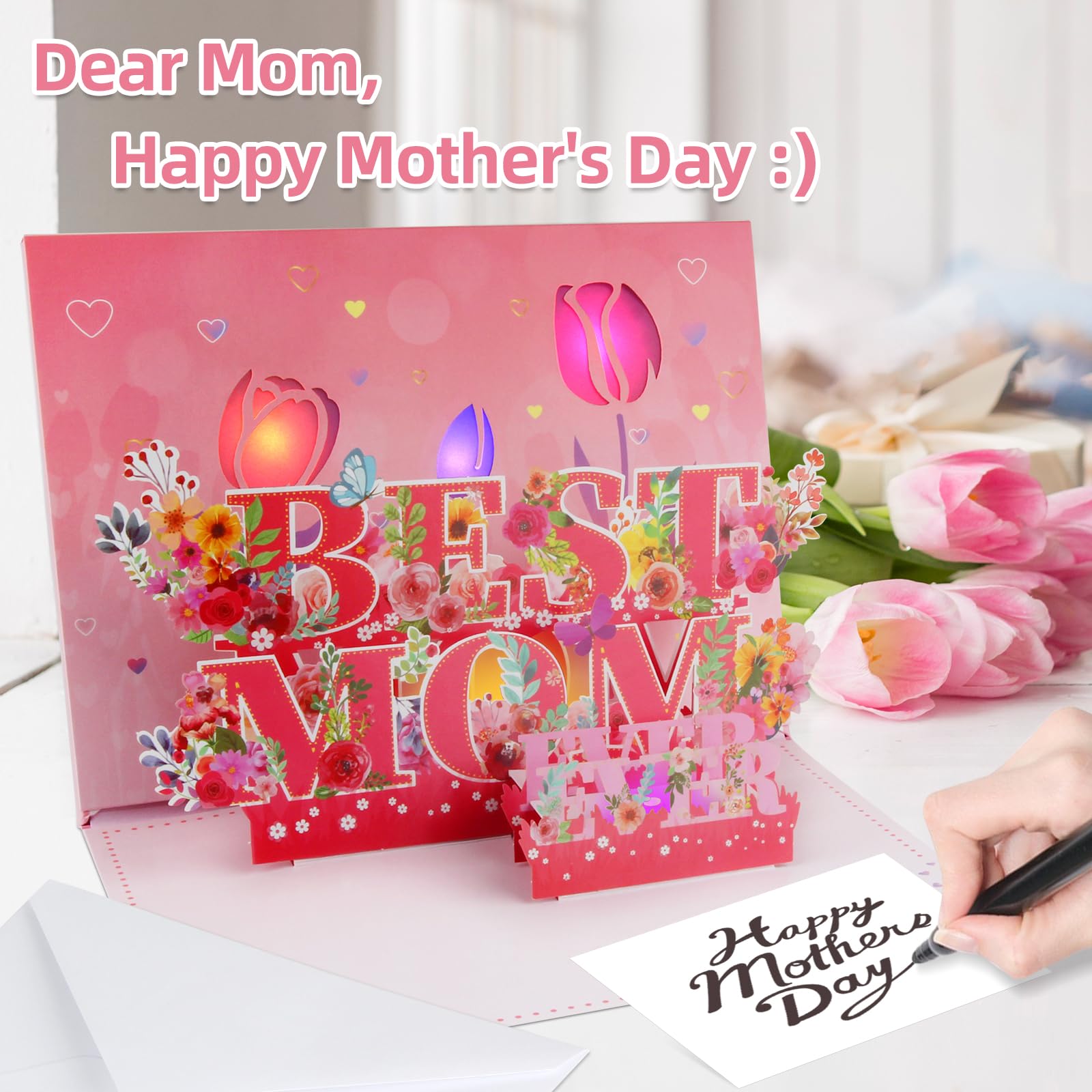 Snapklik.com : MZD8391 LIGHTS & MUSIC Pop Up Mothers Day Card, 3D ...