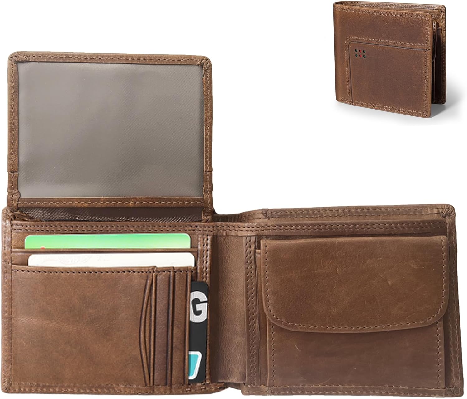 Amazon.com: KE'VERSO Genuine Leather Wallet for Men, Extra Capacity ...