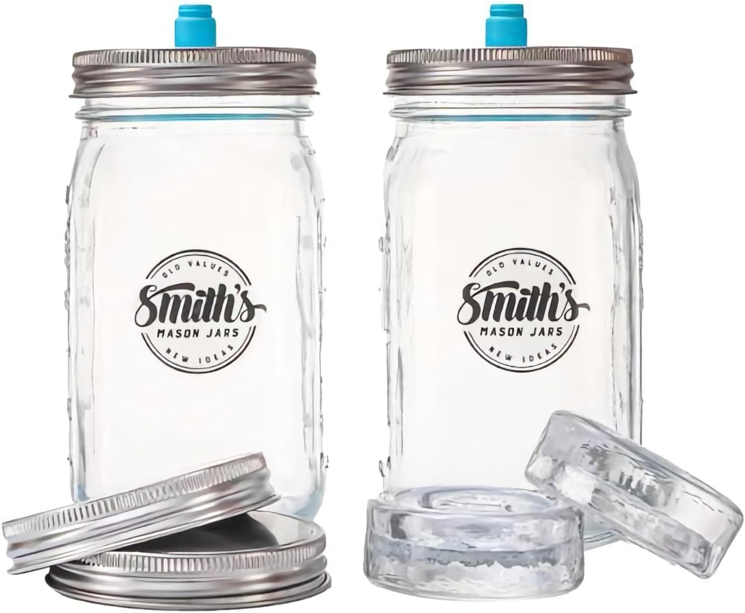 Amazon.com: Smiths Mason Jars Set of 2 1-Litre Fermenting Jars with ...