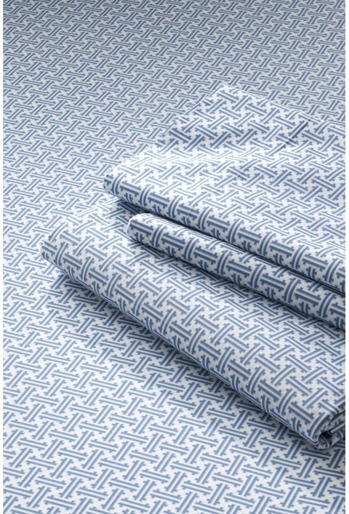 Amazon.com: 200-count Trellis Print Flat Sheet - Muted Blue Trellis, F ...