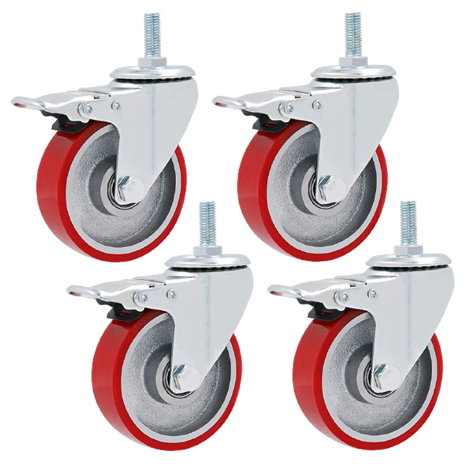Wheel 4 Pack Heavy Duty Swivel Caster Wheel Industrial Iron core ...