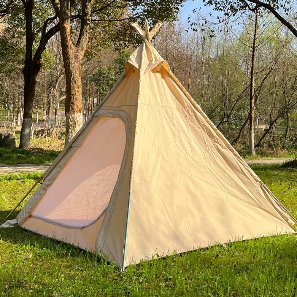 Outdoor 2M Canvas Camping Pyramid Tipi Tent Adult Indian Teepee Tent ...