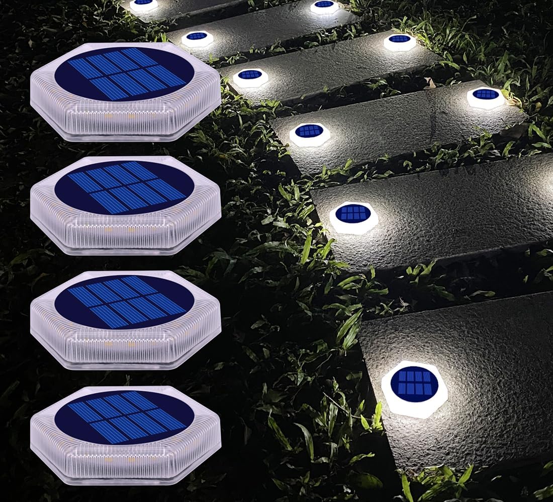 DetarZinLED 10Packs Solar Lights: 6 Packs Round Solar Lights with 4 ...