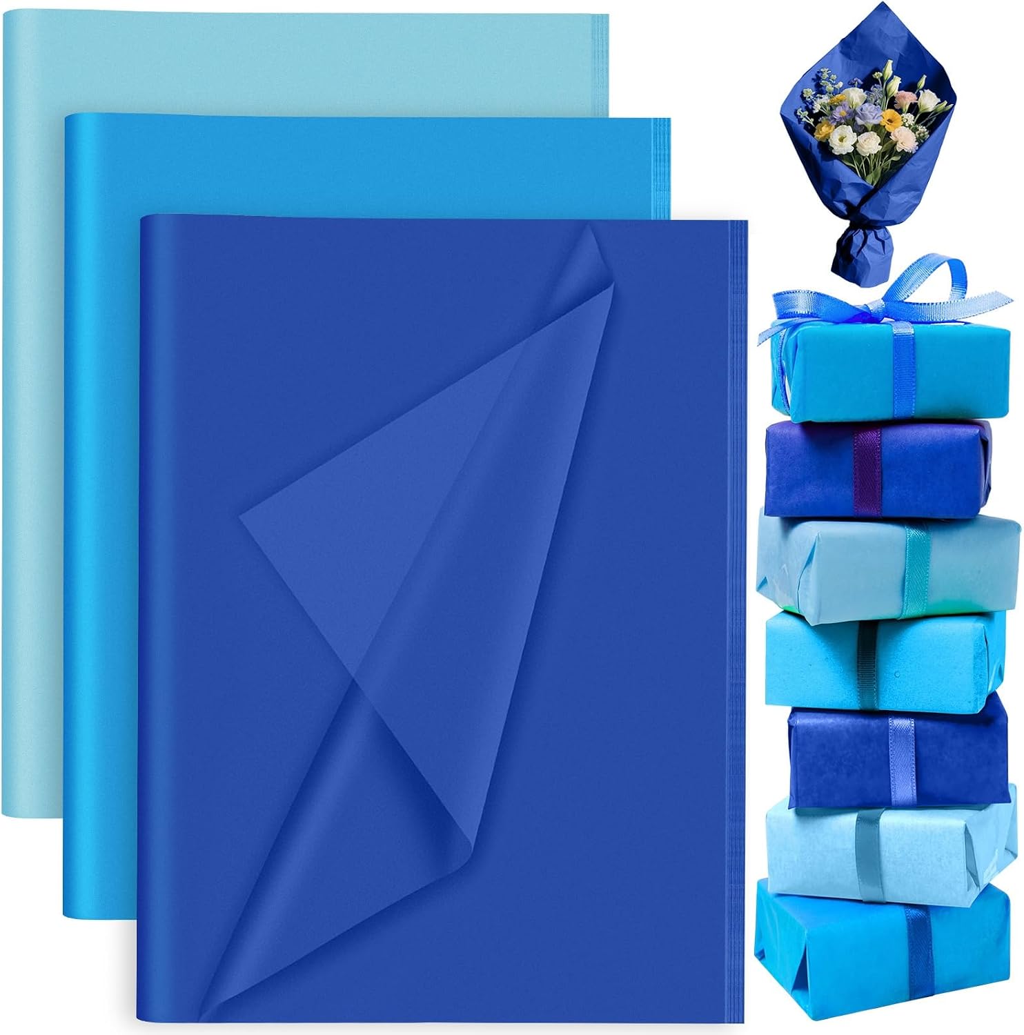 Amazon.com: PLULON 60 Sheets Blue Tissue Paper Bulk, Tissue Paper for ...