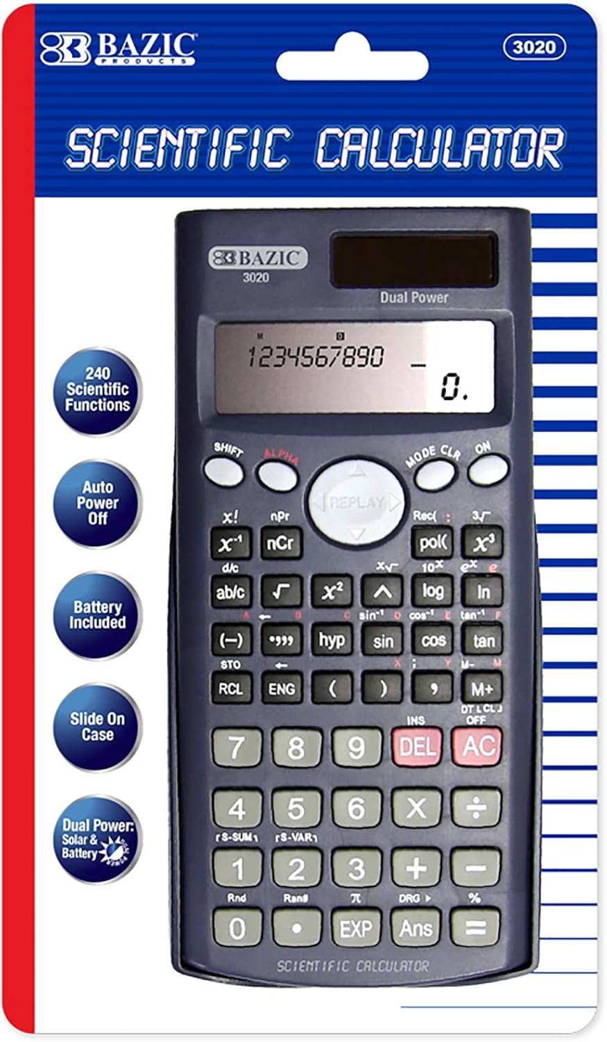 BAZIC 240 Function Scientific Calculator w/Slide-On Case : Amazon.com.mx