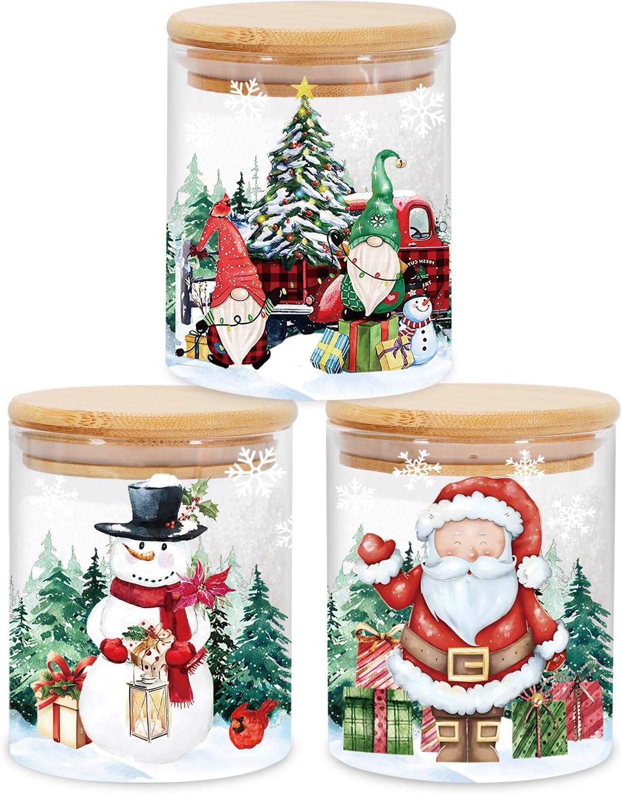 Amazon.com: Decorative Christmas Holiday Themed Plastic Containers Jars ...