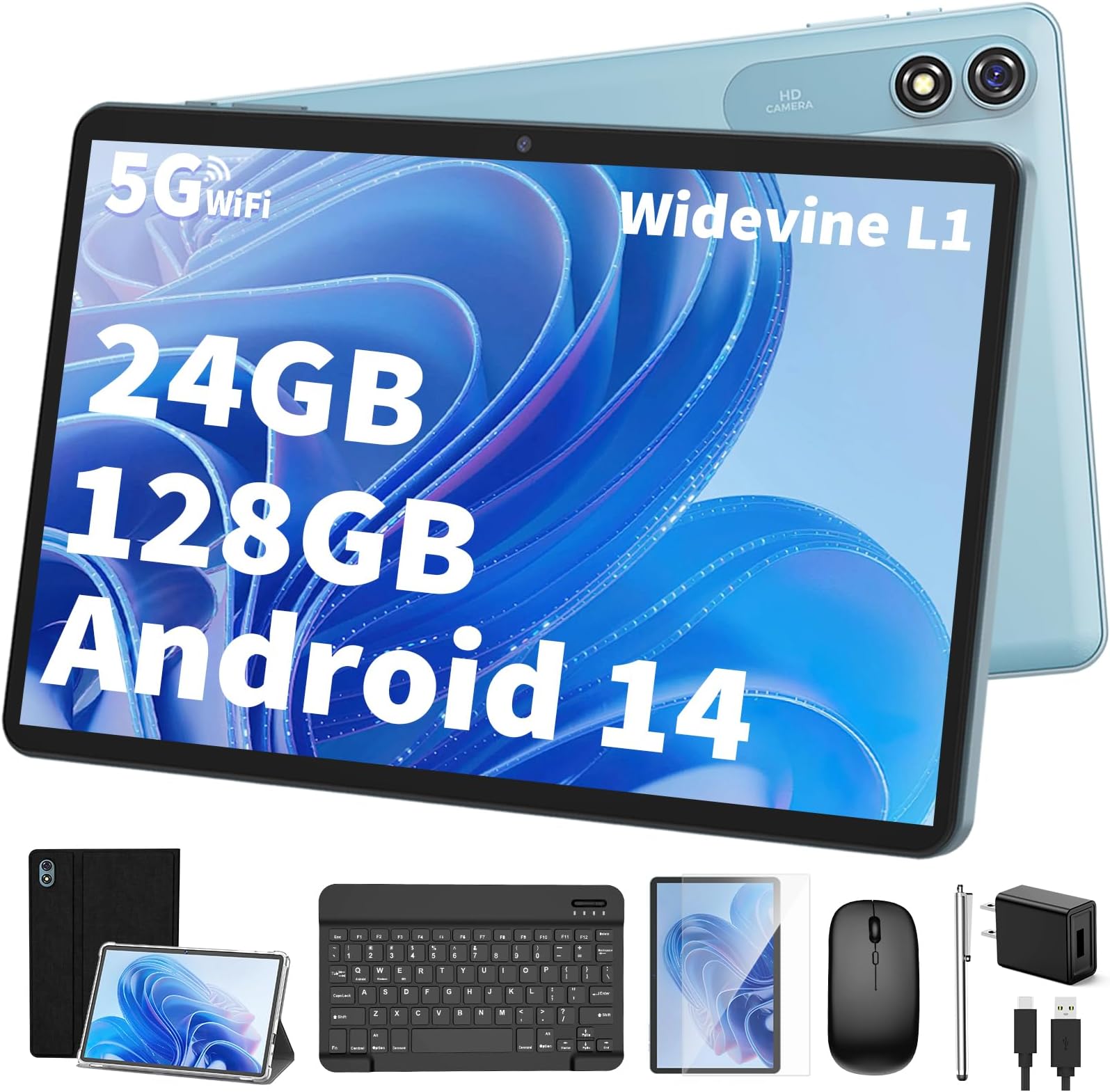 Amazon.com : Android 14 Tablet, 10 inch Tablet with Keyboard, 16GB ...