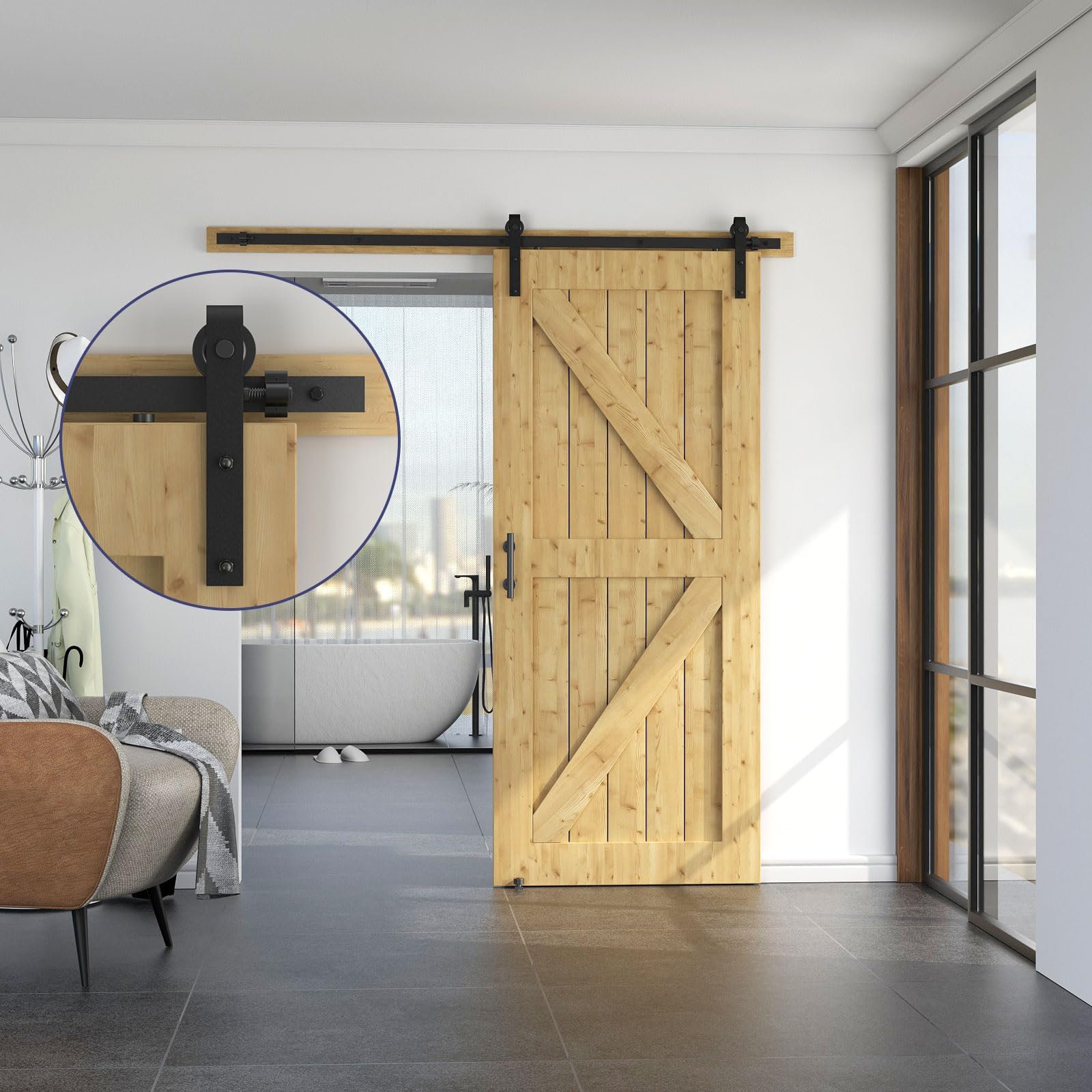 Amazon.com: TSMST 6FT Barn Door Hardware Kit Heavy Duty Sliding Barn ...