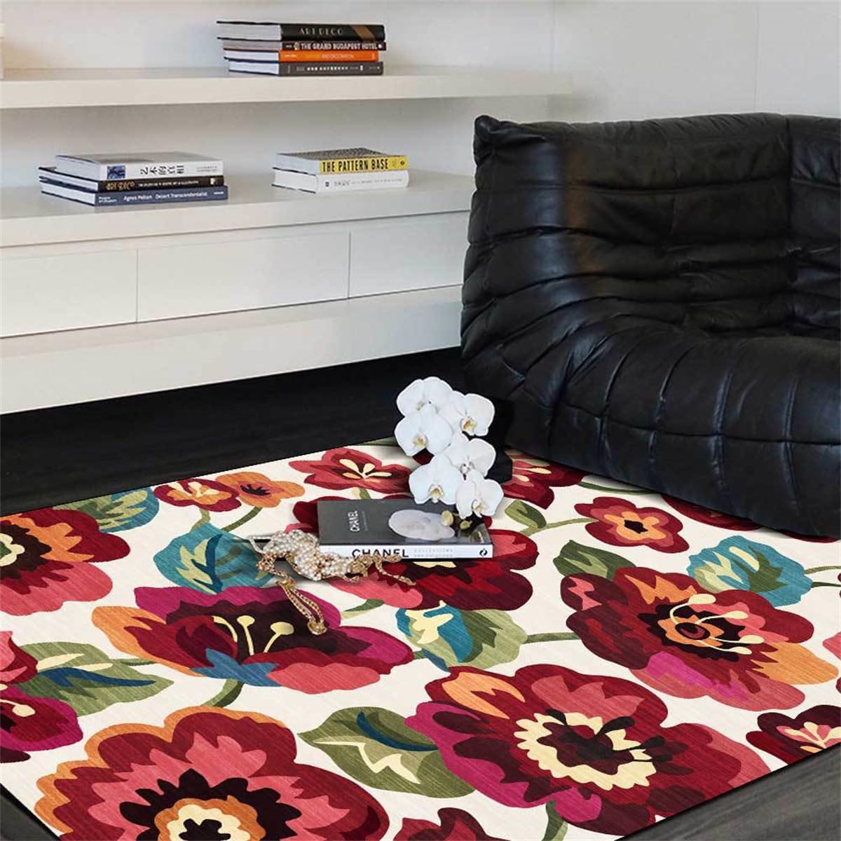 Amazon.com: Vintage Floral Runner Rugs Red Flower Machine Washable Area ...
