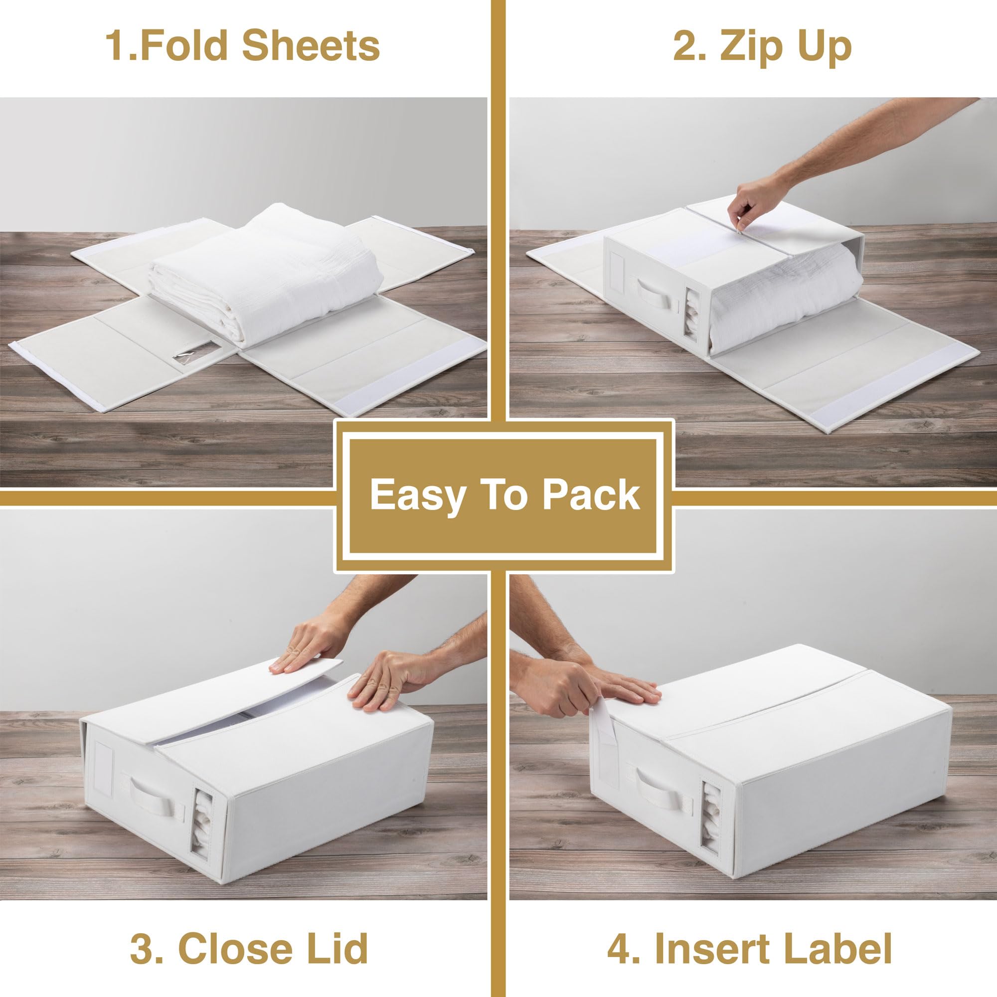 Snapklik.com : 6 Pack Bed Sheet Organizers, Foldable Linen Closet ...