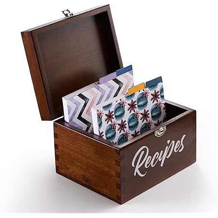 Amazon.com: Ironwood Gourmet Acacia Wood Recipe Box with Divider Tabs ...
