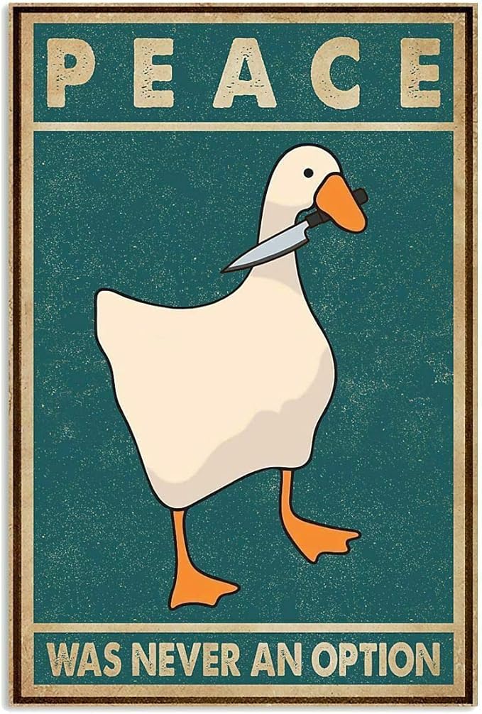 SIGNCHAT Retro Peace was Never an Option Duck Poster Indoor Home Decor ...