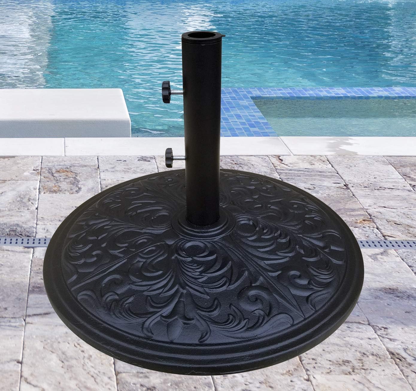 Amazon.com : Tropishade Umbrella Base Cast Iron with Black Powder ...