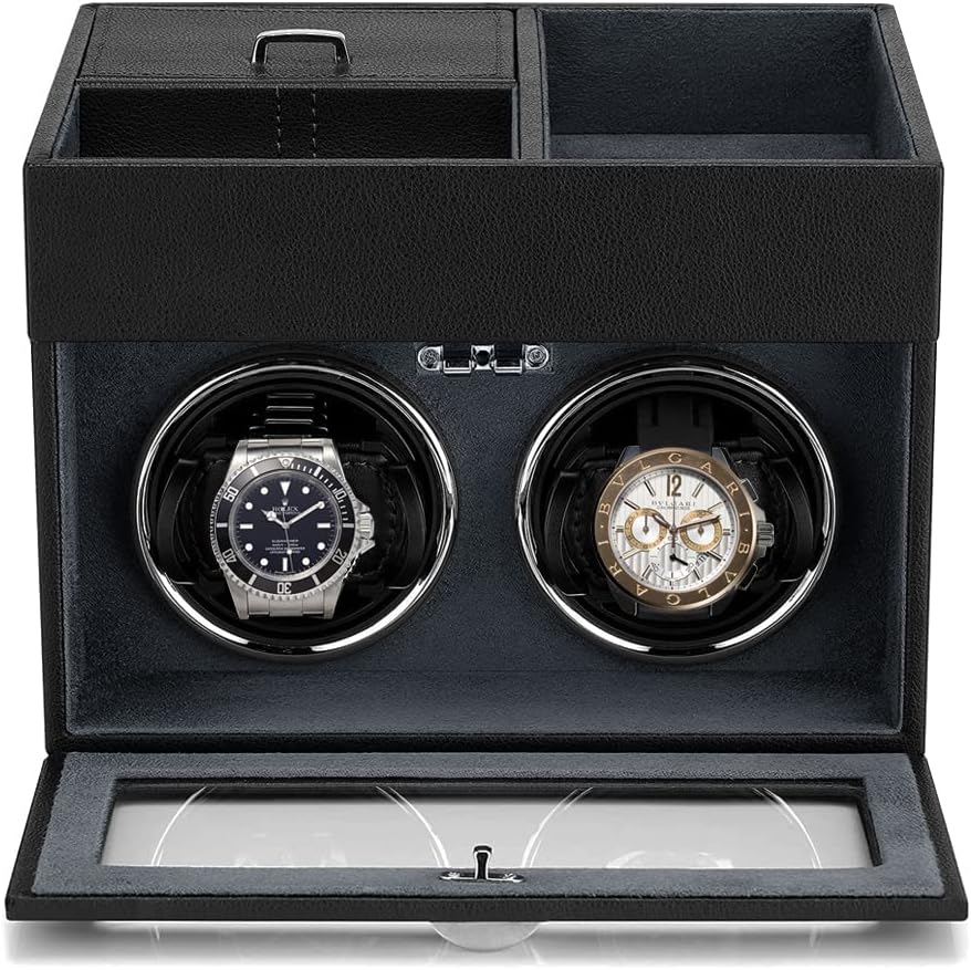 Amazon.com: Automatic Double Watch Winder, Watch Box Jewelry Organizer ...