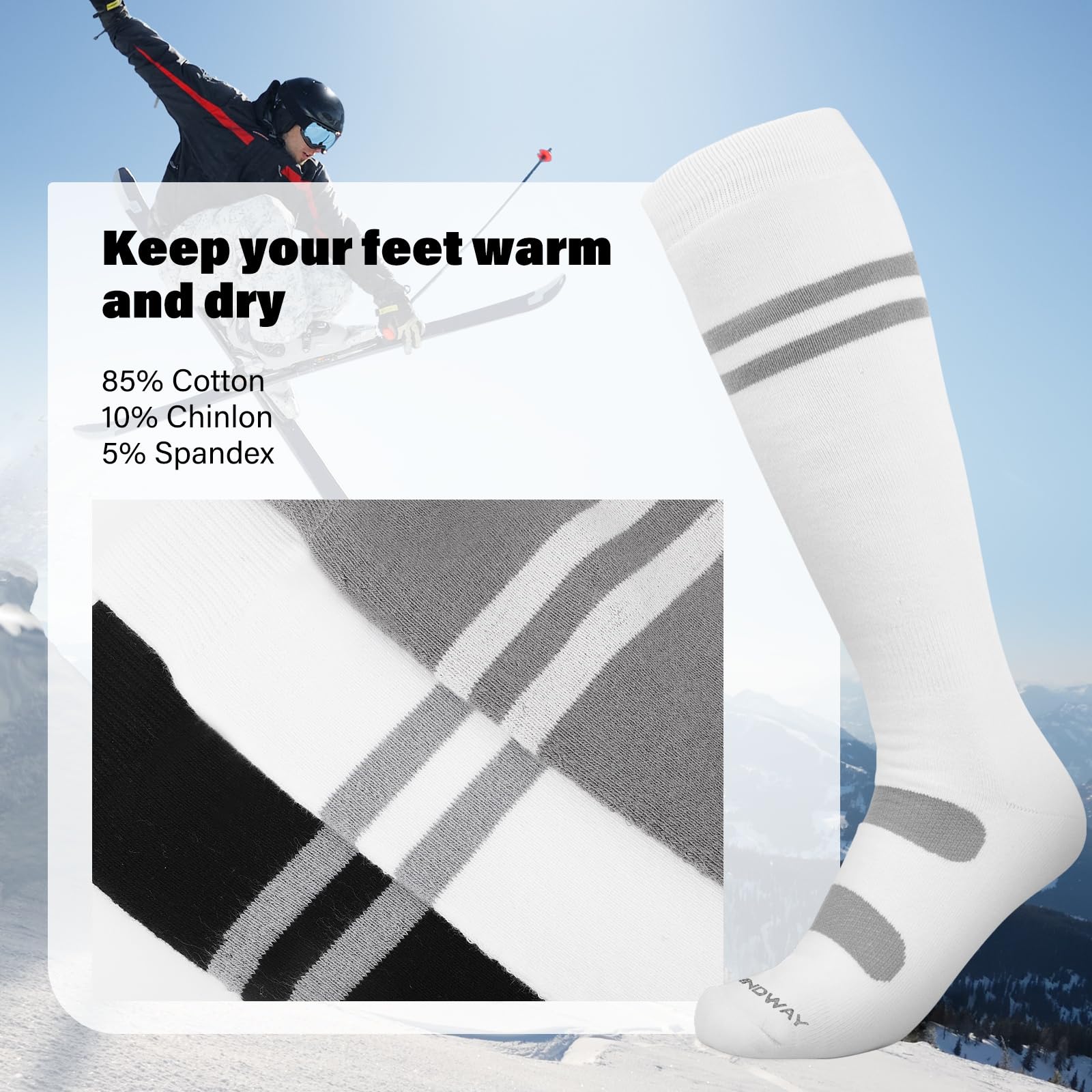 Snapklik.com : Findway Ski Socks, 2/3 Pairs Snowboarding And Skiing ...