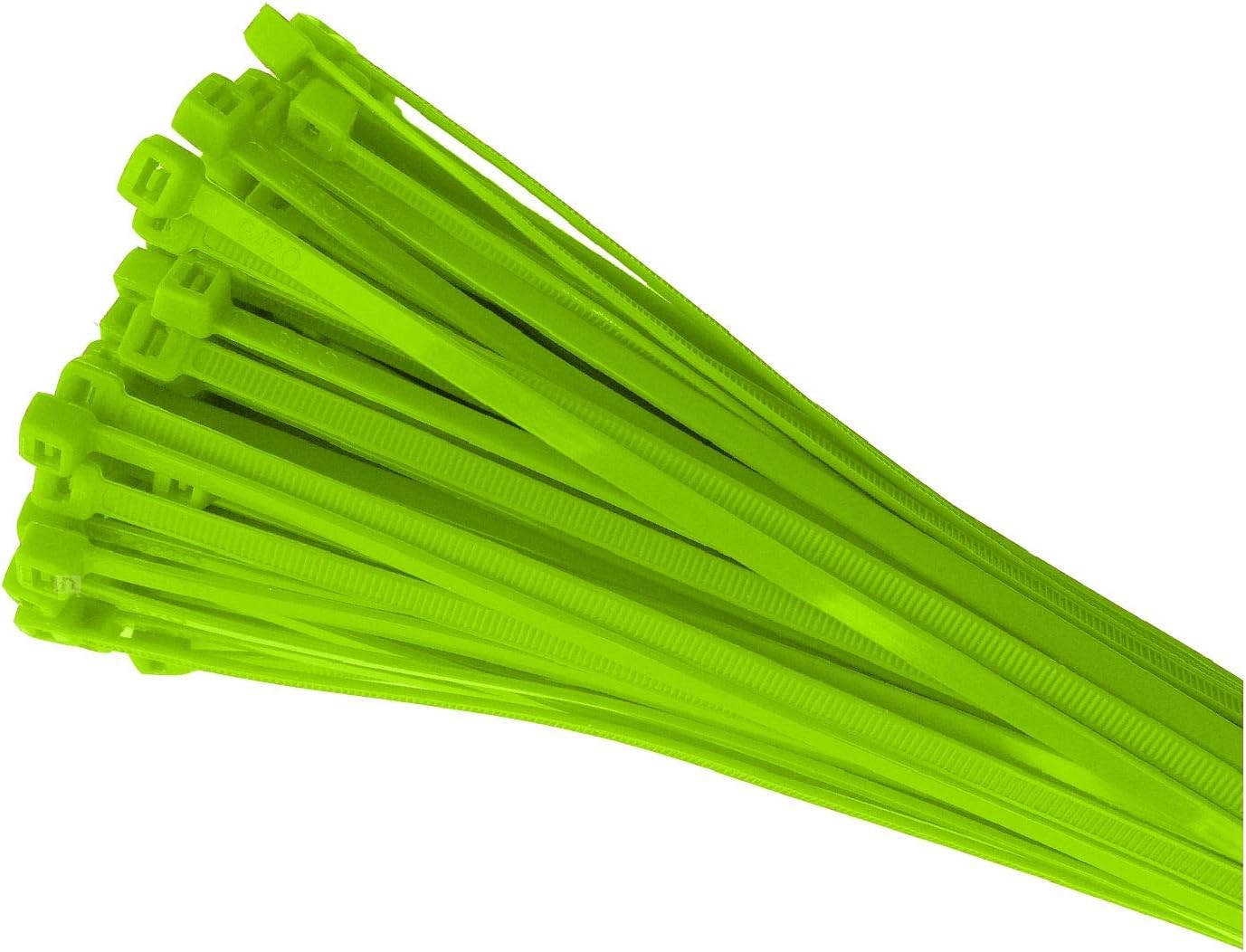 100 x Fluorescent Green Cable Ties 300 x 4.8mm / Extra Strong Zip Tie ...