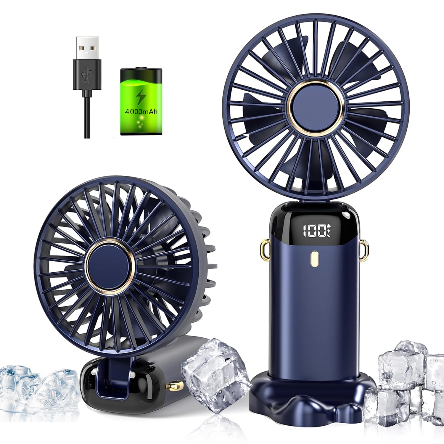 HFAN Handheld Fan, 4000mAh Rechargeable Battery Operated Portable Desk ...