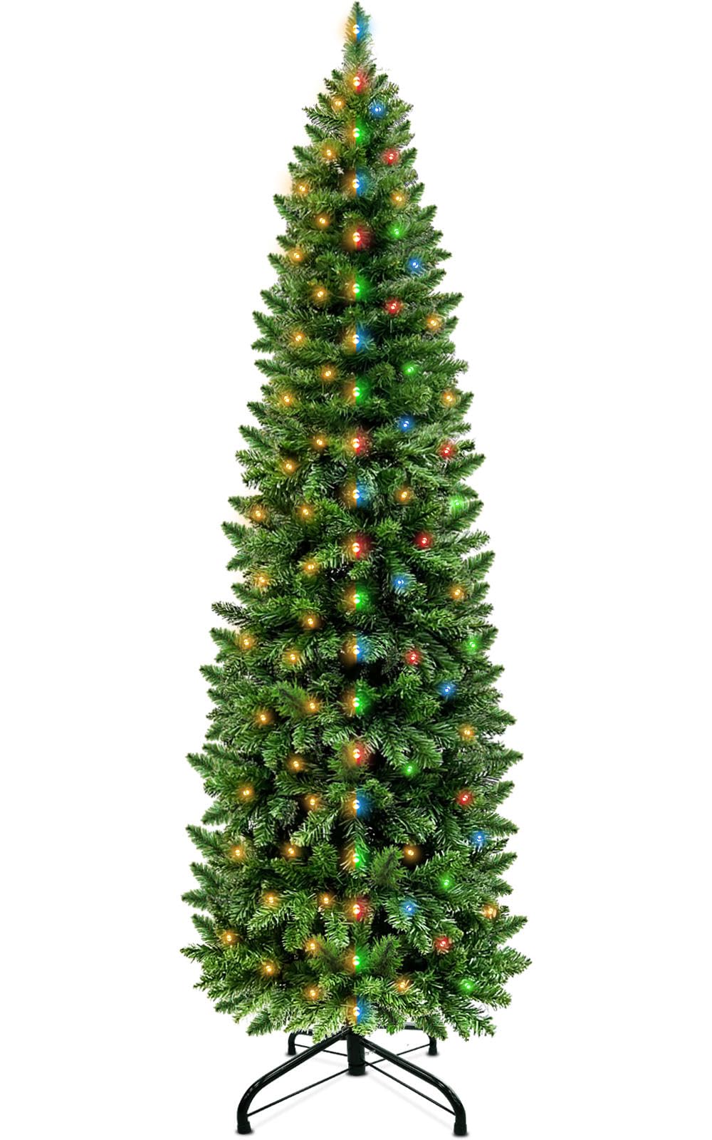 TURNMEON Dual Color Change 6.5 Ft Prelit Pencil Christmas Tree 8 Modes ...