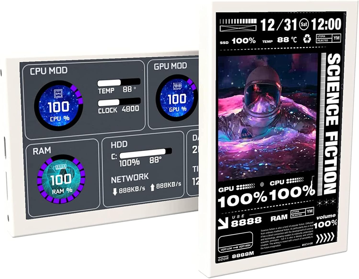 ciciglow Mini Pantalla USB IPS de 5 Pulgadas, PC CPU HDD Monitor de ...