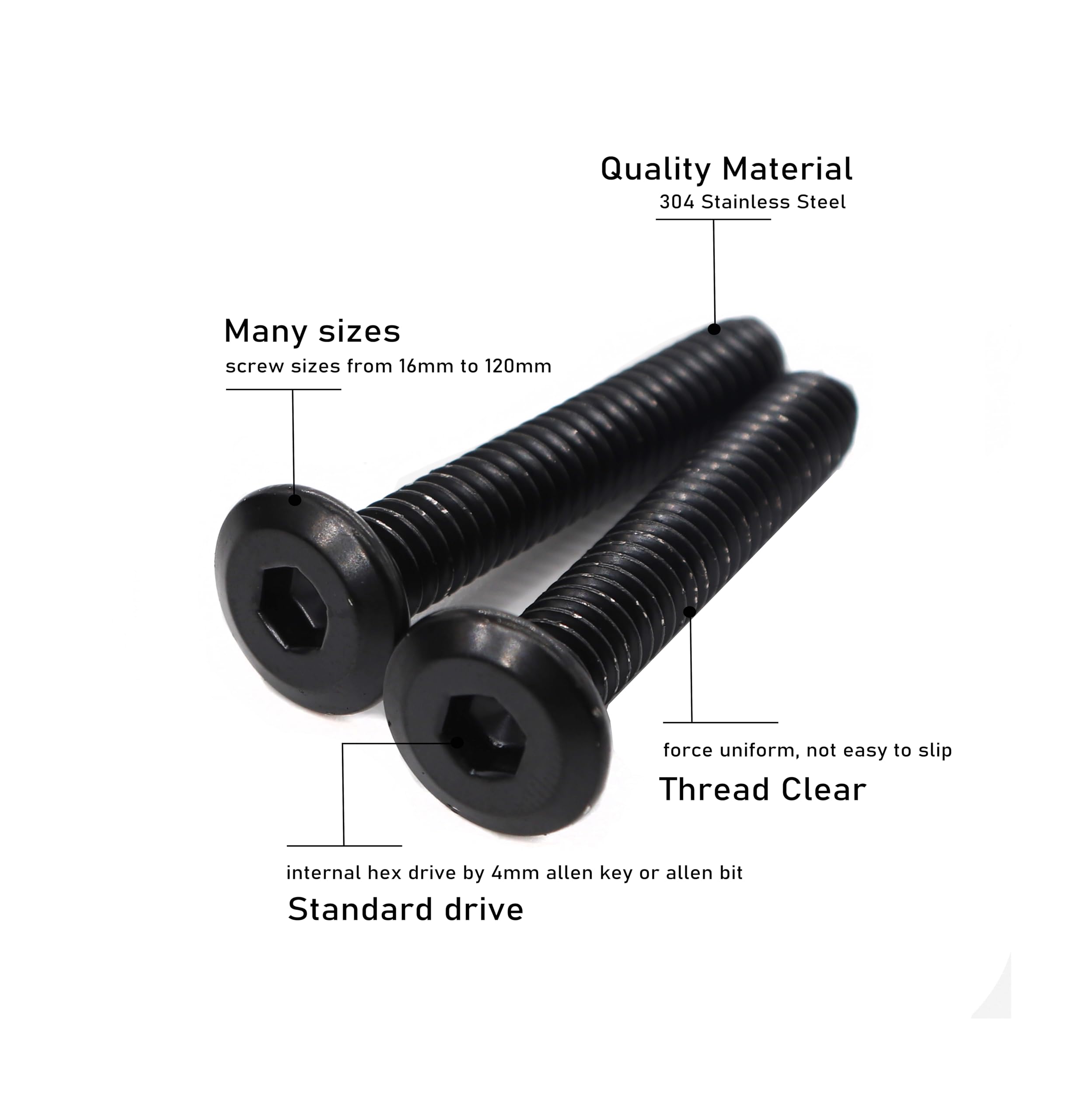 Snapklik.com : 10pcs M6 X 30mm Black Rivet Countersunk Socket Cap Allen ...