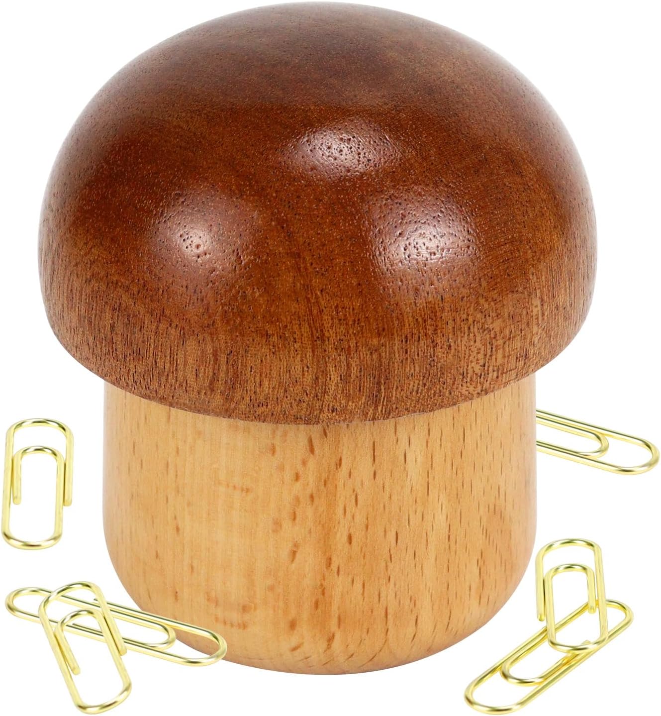 Amazon.com: Buqoo Magnetic Mushroom Wood Paper Clip Holder with Gold ...