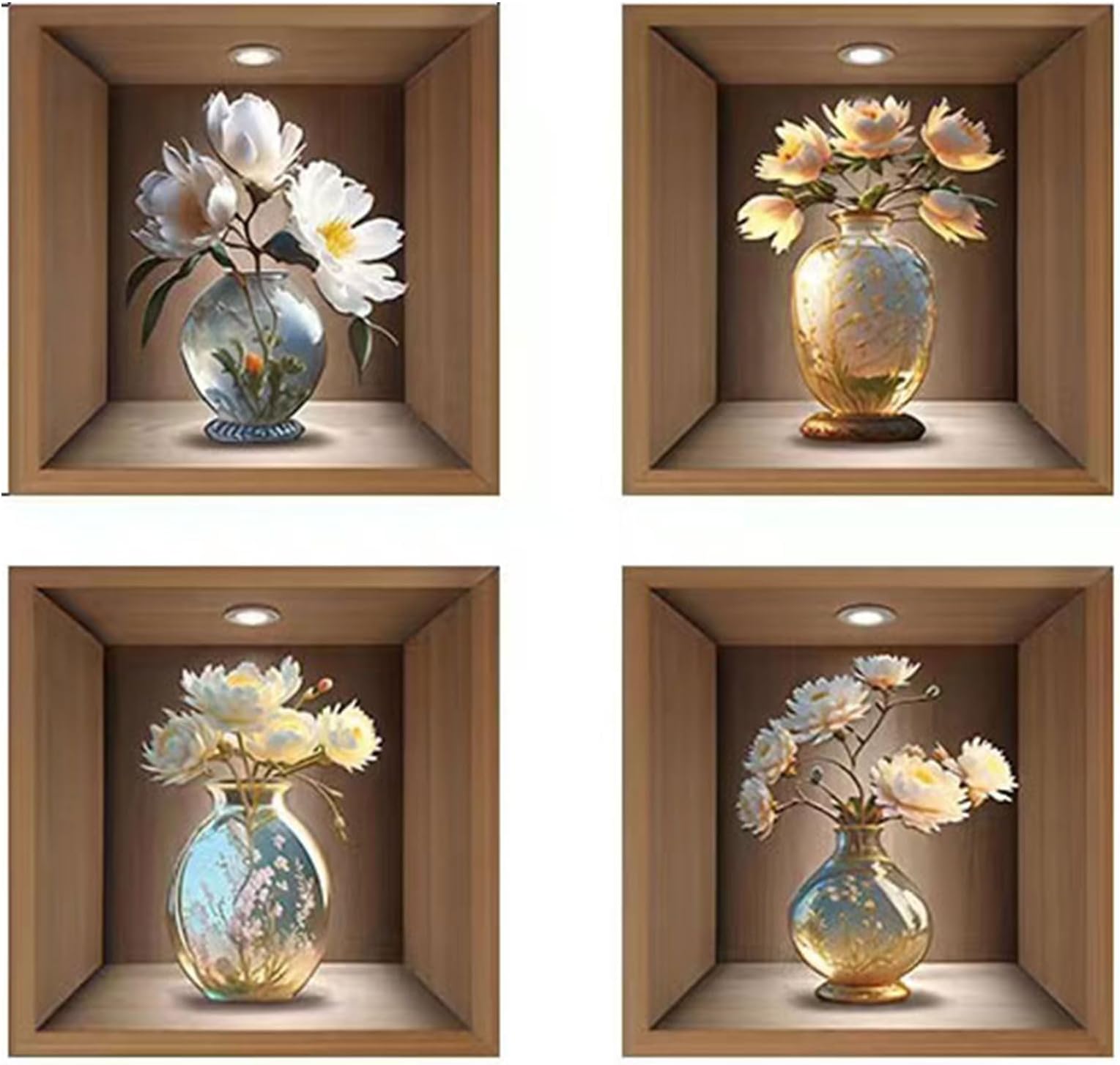 Amazon.com: 3D Vase Lotus Wall Stickers, Frameless Self Adhesive Wall ...