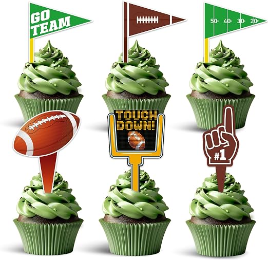 Amazon.com: 36pcs Football Cupcake Toppers, Touchdown Decorations for ...