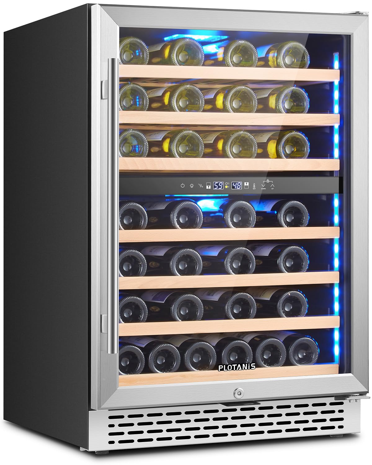 Amazon.com: Plotanis 24 Inch Wine Fridge Under Counter 54 Bottles Dual ...