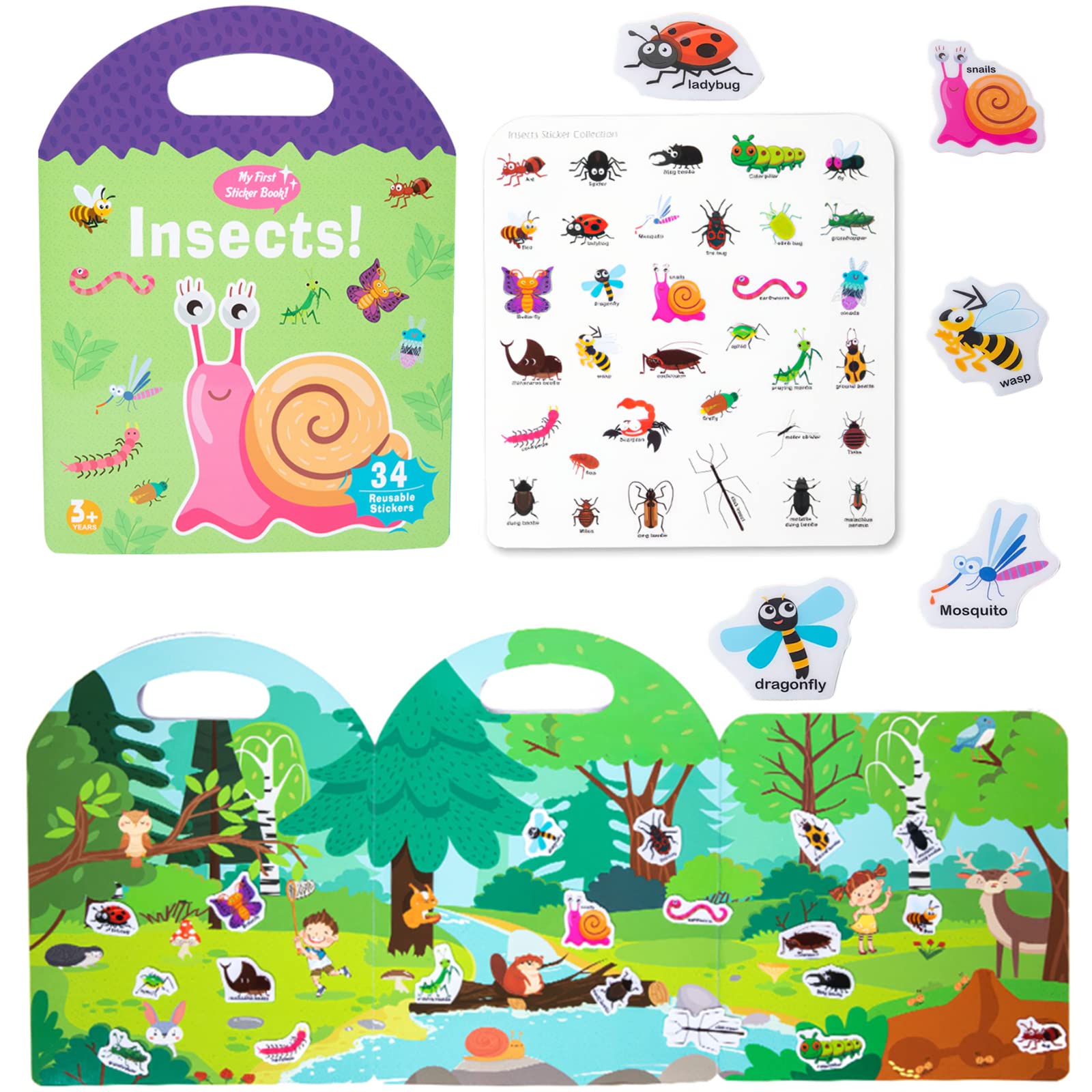 Amazon.com: Portable Jelly Sticker Quiet Book for Kids, Reusable ...