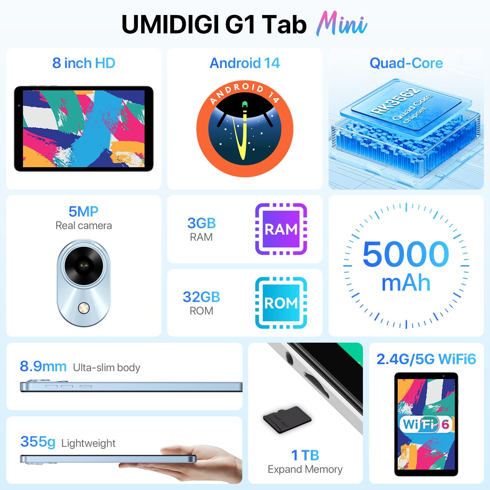 Snapklik.com : UMIDIGI G1 Tab Mini Android 14 New Tablet 2024, 7(3+4 ...