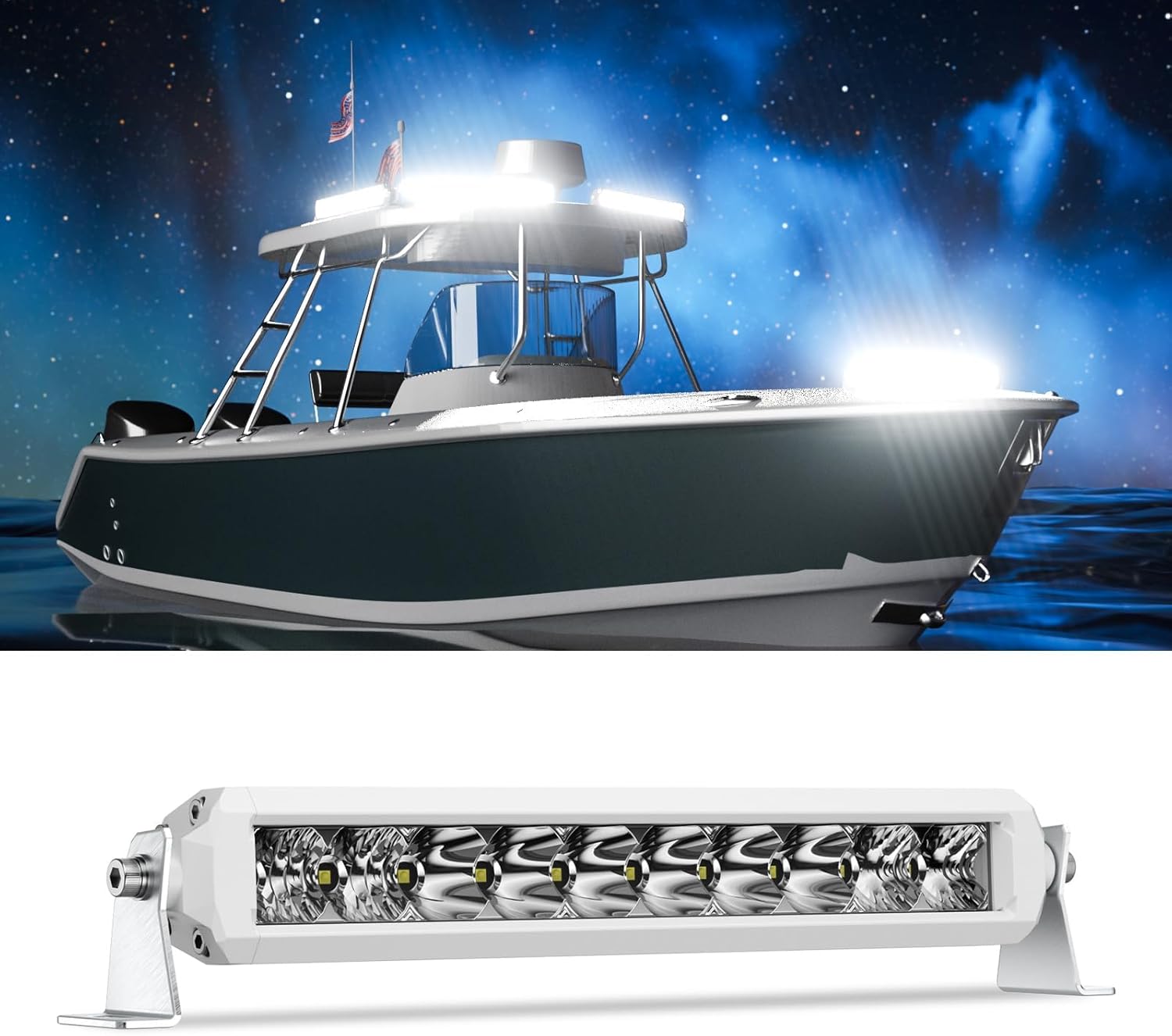 Amazon.com: LED Light Bar 12 Inch, EK ENNOKING Single Row White Marine ...