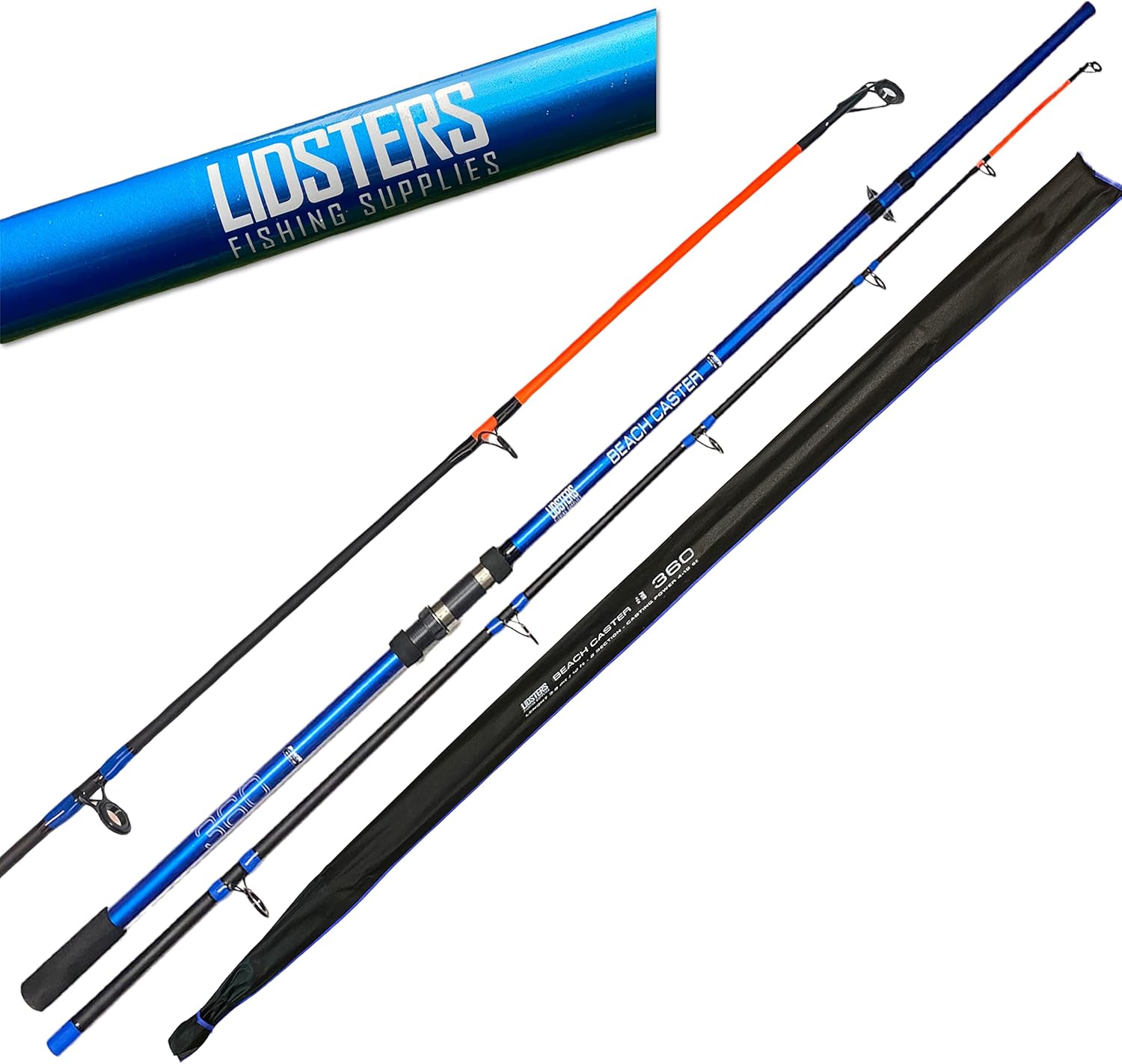 Lidsters Fishing Beachcaster Sea Beach Pier Fishing Rod 12ft 2pc Blue ...