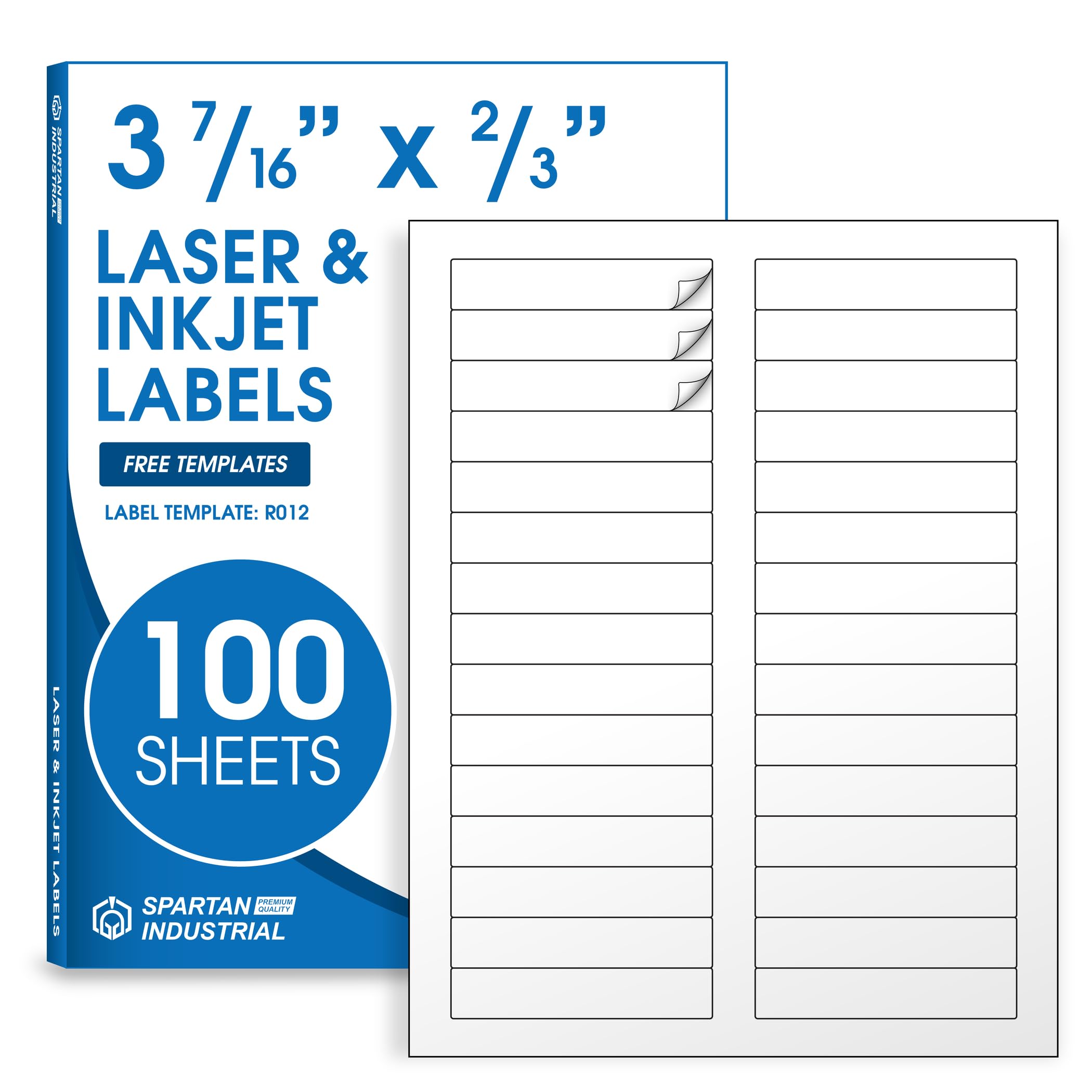 Spartan Industrial Printable Laser and Inkjet Labels - 3 7/16" X 2/3 ...