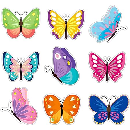 Amazon.com: Whaline 45Pcs Butterfly Cutouts 5.9 Inch Glitter Colorful ...