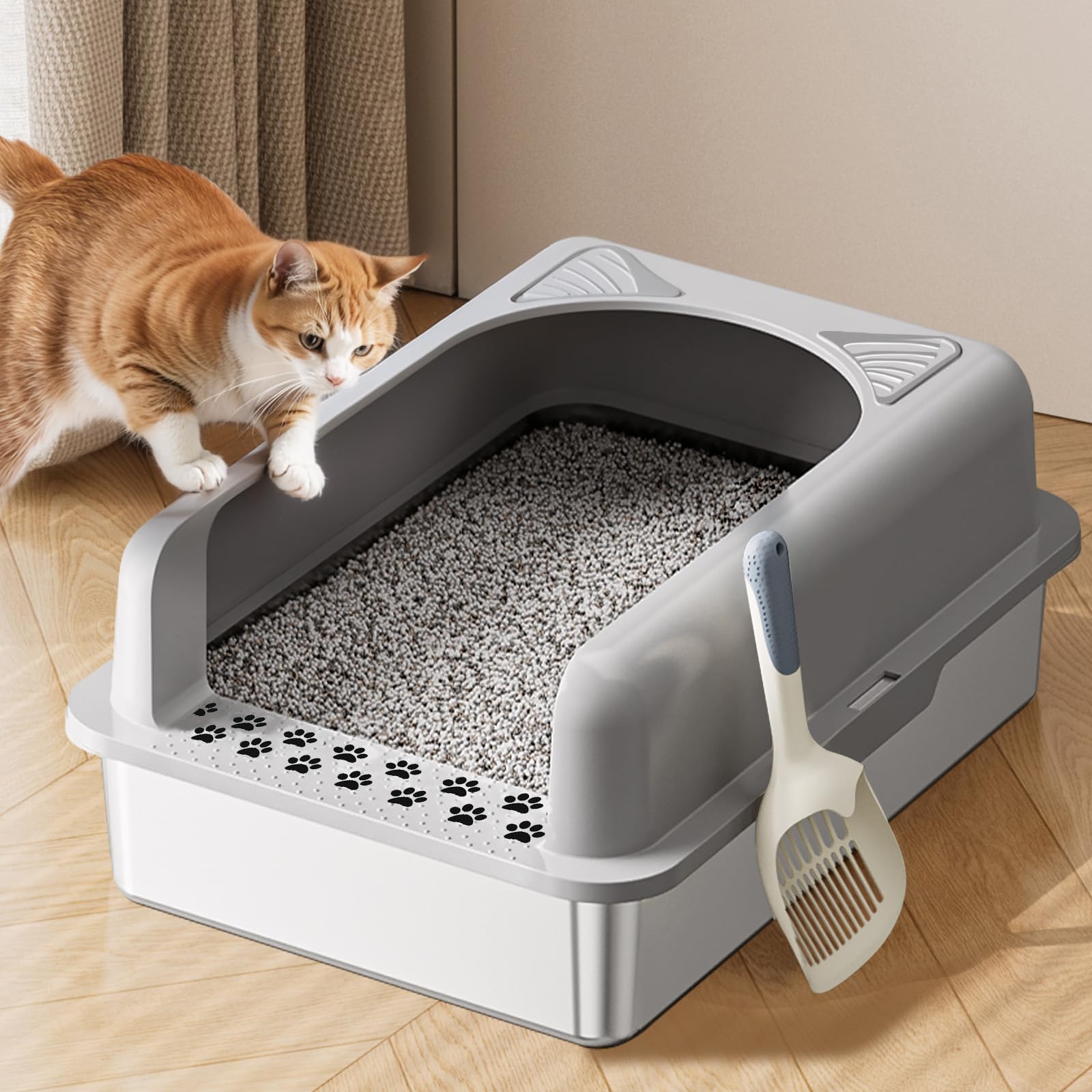 Amazon.com : Stainless Steel Litter Box with Lid, Litter Box Enclosure ...