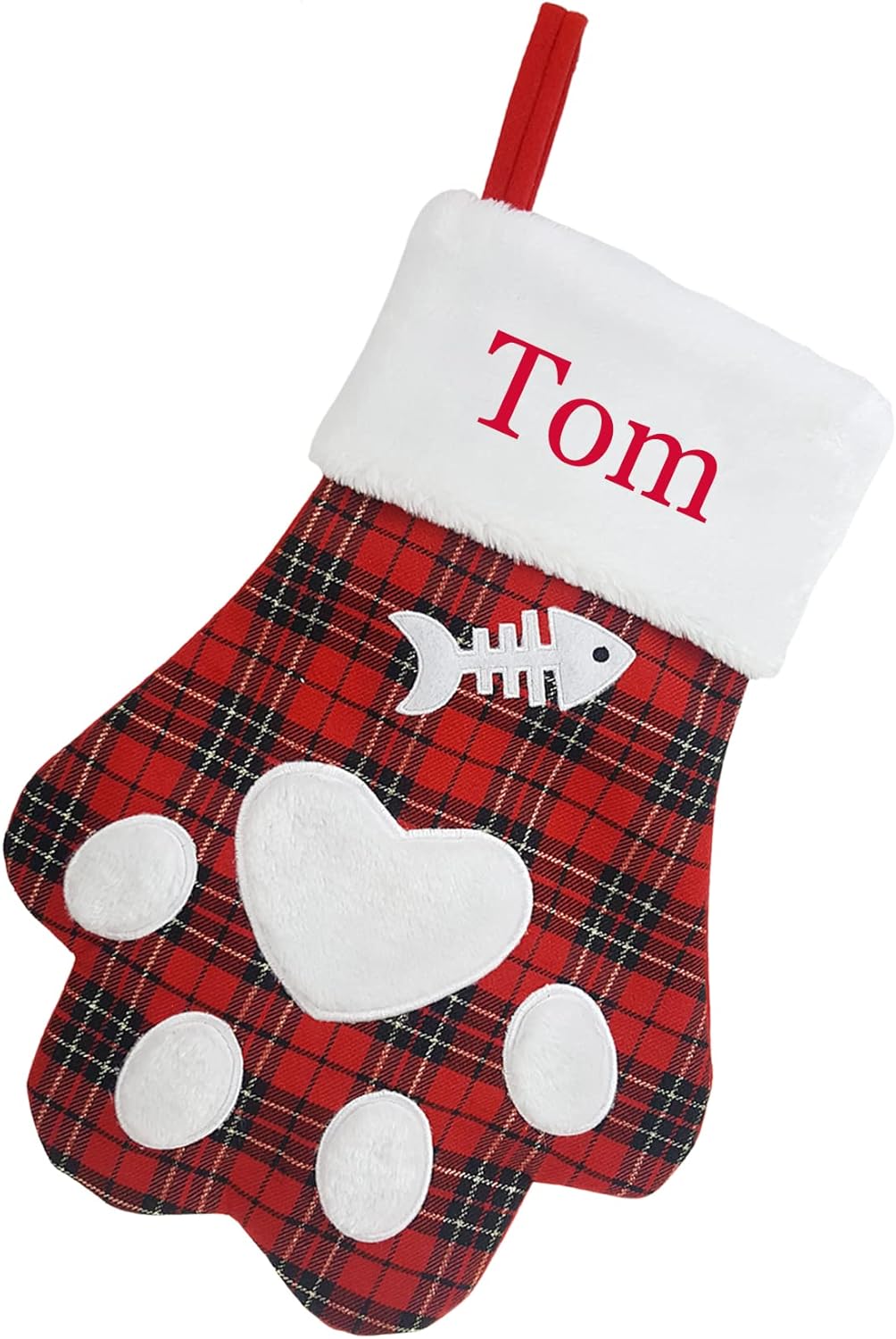 Amazon.com: DearSun 17" Personalized Red Cat Paw Christmas Stocking ...