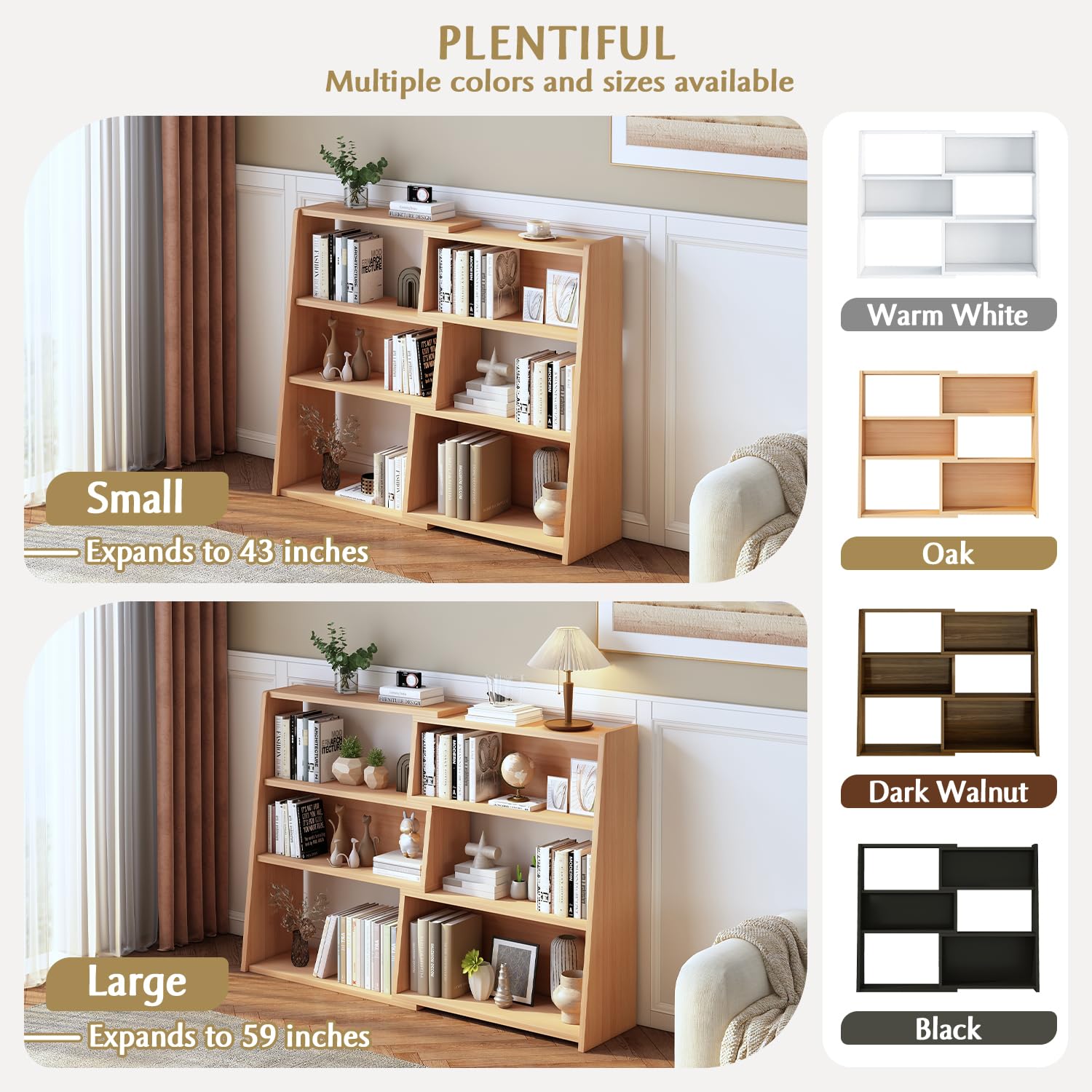 Snapklik.com : IOTXY Wooden Extendable Shelf Bookcase - 3-Tier Ladder ...