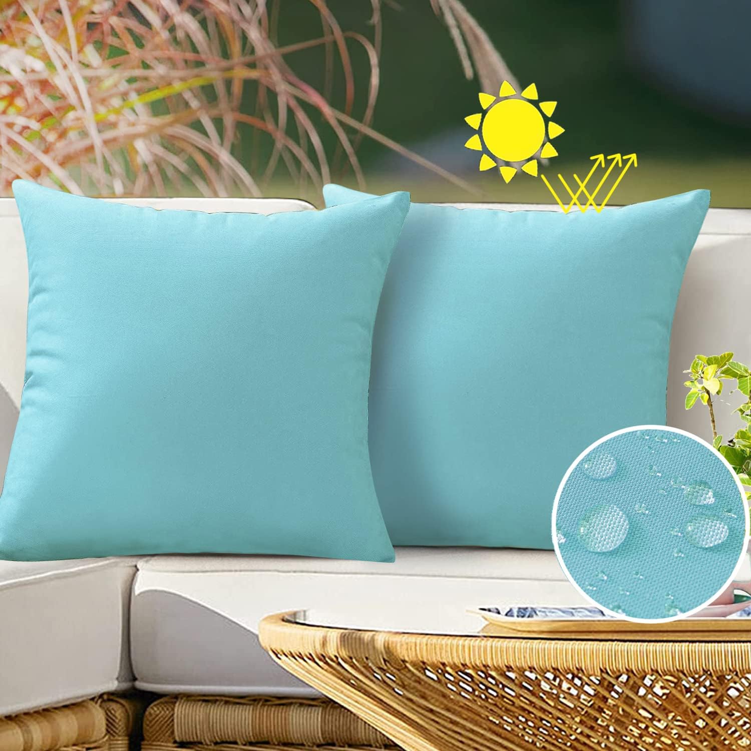 Amazon.com: SOFJAGETQ Pack of 2 Outdoor Waterproof Throw Pillow Covers ...