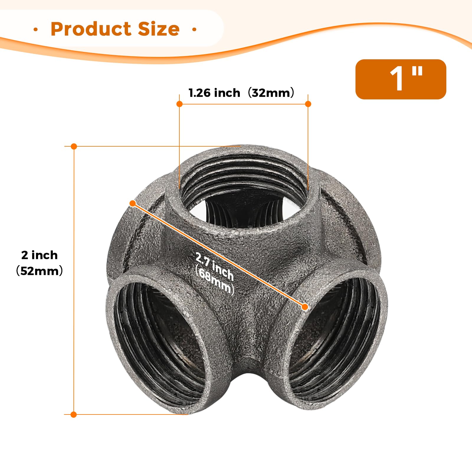 Snapklik.com : Pipe Fittings 1" Metal Pipe, 10 Pack 5-Way Side Outlet ...